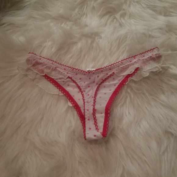 MANDY | Intimates & Sleepwear | Mandy Pink And White Polka Dot Thong ...